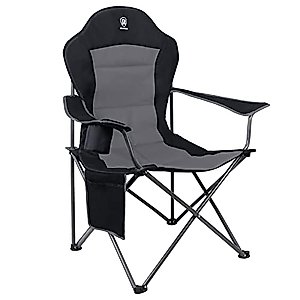 EVER ADVANCED Folding Camping Chair for Outside with High Back Padded Oversized Lawn Chairs Folding Lightweight Sturdy Steel Portable Outdoor Camp Chair for Adults