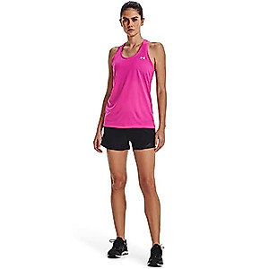 Under Armour Women's Tech Solid Tank Top, (652) Rebel Pink / / Metallic Silver, Large