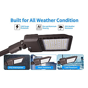 300W LED Parking Lot Light,5500K Adjustable Slip Fit Mount with 1000W Metal Halide/HPS Replacement,IP65 Waterproof, 39000 Lumens Outdoor LED Commercial Lighting for Stadium,Roadways,Street Light