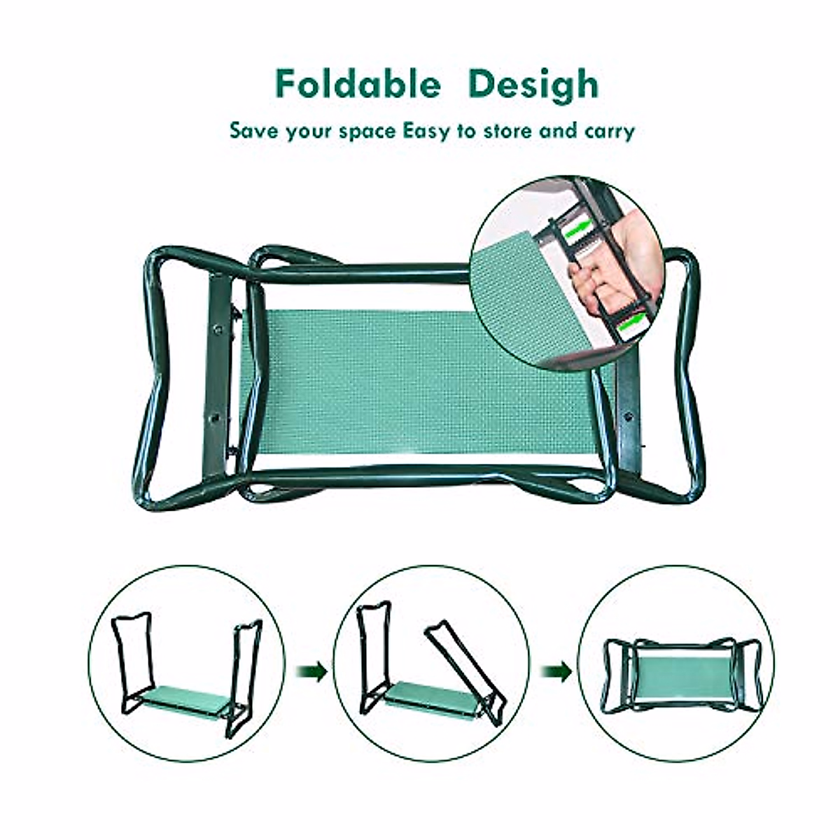 Novinex Folding Gardening Seat and Kneeler With Soft Eva Pad Seat with Stool Chair Pouch Home Gardening Supplies Garden Home Kneeler Seat Pad