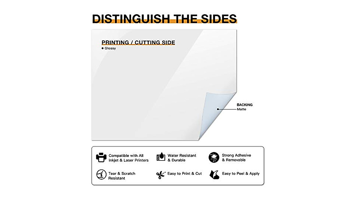 40 Pcs Waterproof Printable Vinyl for Inkjet & Laser