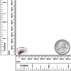 Gem Stone King 925 Sterling Silver Red Garnet and Pink Tourmaline and White Created Sapphire Engagement Ring For Women (0.79 Cttw, Gemstone January Birthstone, Heart Shape 4MM, Size 9)