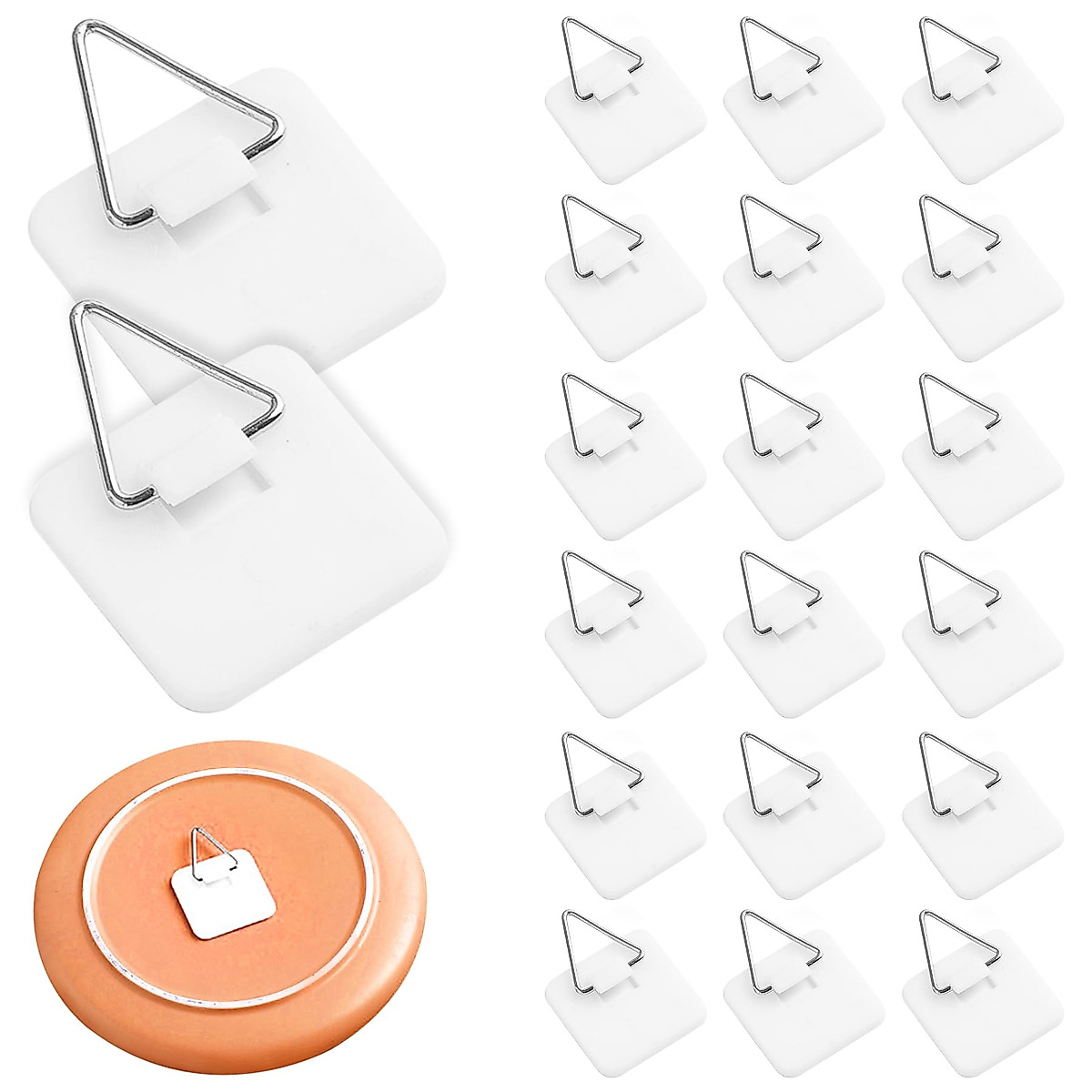 CoguZed 20-Pack 1.25 Inch Invisible Adhesive Plate Hanger Set - Vertical Plate Holders for Wall