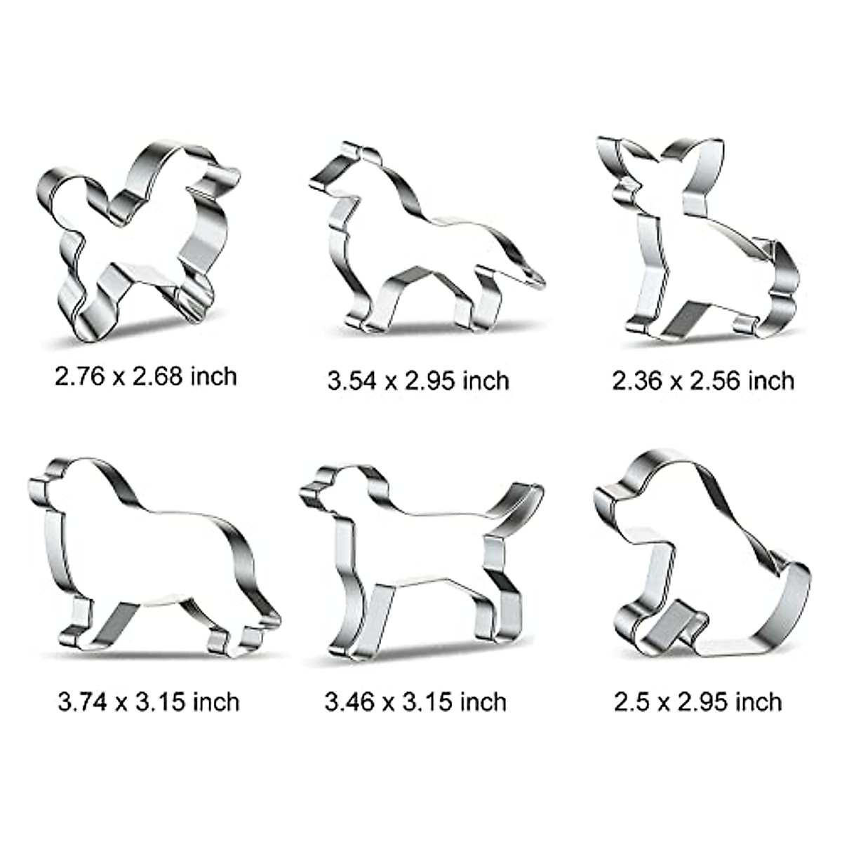 Dog Cookie Cutter Set of 6 - Pet Dog Cookie Cutters Shapes with Rochin, German Shepherd, Chihuahua, Border Collie, Rottweiler, Labrador Cartoon Animal Themed Cutters Molds for Puppy Homemade Treats