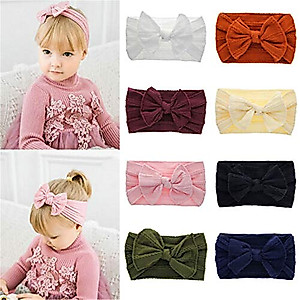 Rarjuiey Infant Baby Girl Nylon Bow-knot Headband Newborn Headwrap Hair Accessories with Knotted Bow (White Headband, One Size)