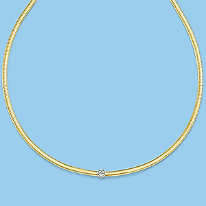 Ross-Simons Italian .15 ct. t.w. CZ Reversible Omega Necklace in Sterling Silver and 18kt Gold Over Sterling. 20 inches