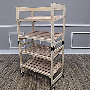 FixtureDisplays® 4-Tier Bakery Bread Rack with Angled Shelves Wooden Display Rack Bread Store Rack 30X18X55" 101143-NPF