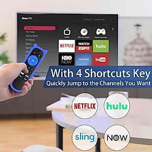 Yimaut Remote Control Compatible with All Hisense Roku TV, Universal Remote for Hisense 32" 40" 43" 50" 55" 58" 65" 70" 75" 85" Roku Built-in TV with TV Remote Cover and Wrist Strap (Glow Blue)