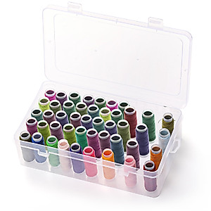 Mezchi 4 Pack 42 Slots Embroidery Thread Organizer, Clear Plastic Thread Spool Holder, Sewing Thread Storage for Embroidery and Sewing Threads