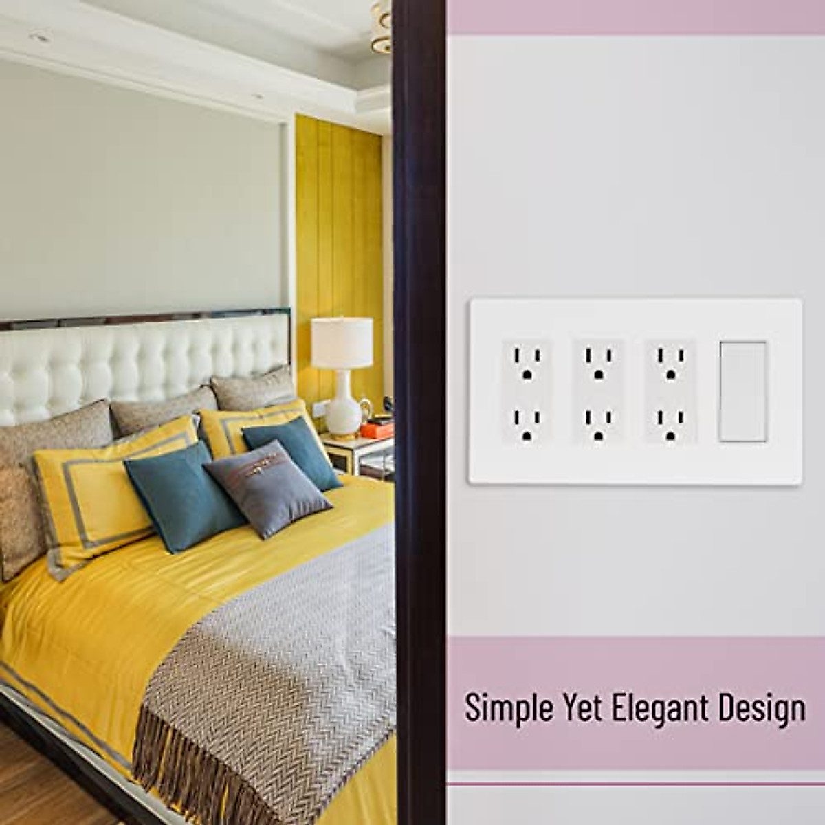 Bates- Screwless Decorator Wall Plates, 4 Gang Wall Plate, Decorator Wall Plate, Outlet Covers, Wall Plates, White Outlet Covers, 4 Gang Screwless Wall Plate, Screwless Wall Plate.