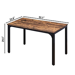 MUPATER Industrial Dining Table Desk with Adjustable Footpad for Dining Room and Living Room, 55.1''L x 23.6''W x 29.5''H, Rustic Brown