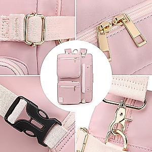 seyfocnia Messenger Bag for Women,Laptop Backpack Fits 17.3 Inch Laptop Bag Handbag Business Briefcases for Women Convertible Briefcase Backpack Shoulder Bag for Work-Pink