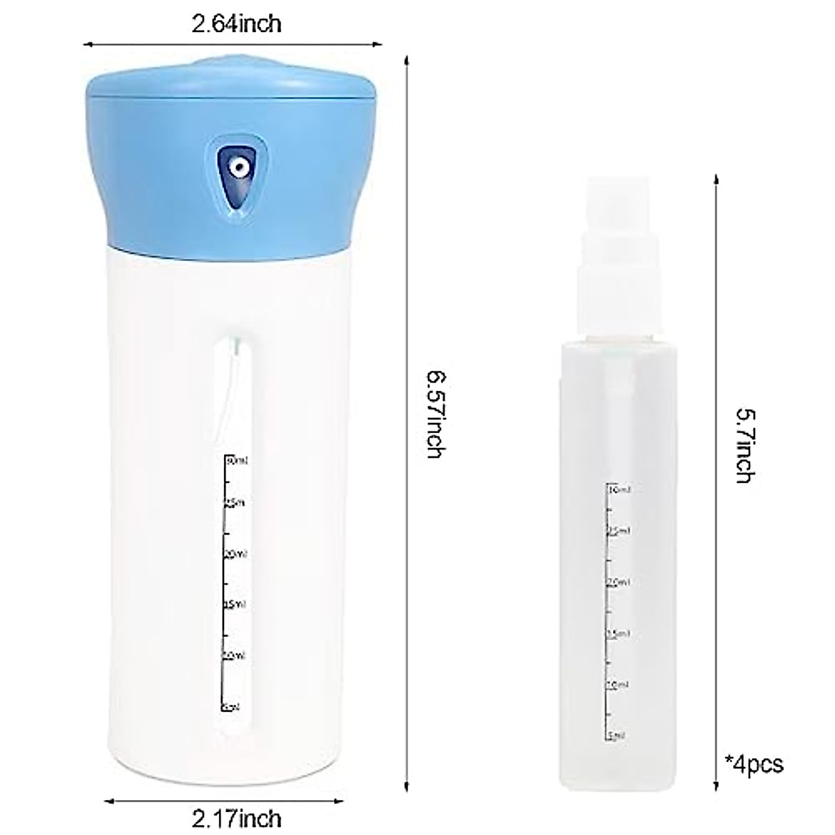 Harewu 4 in 1 Travel Liquid Dispenser Container, Portable Travel Leak Proof Container with 4 Liquid Dispensing Bottles.for Toiletries, Shampoo,Conditioner,Lotion,Shower Gel, Cosmetics (Blue)