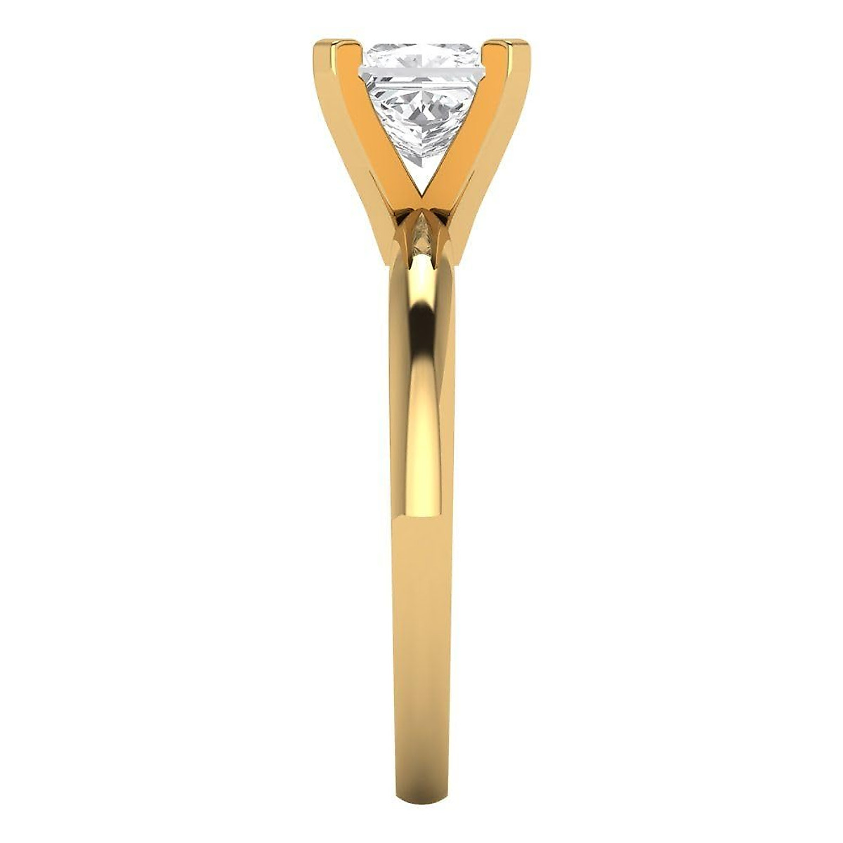 1 Ct Brilliant Princess Cut Clear Simulated Diamond 14K Yellow Gold Solitaire Engagement Promise Bridal Ring Size 5.5