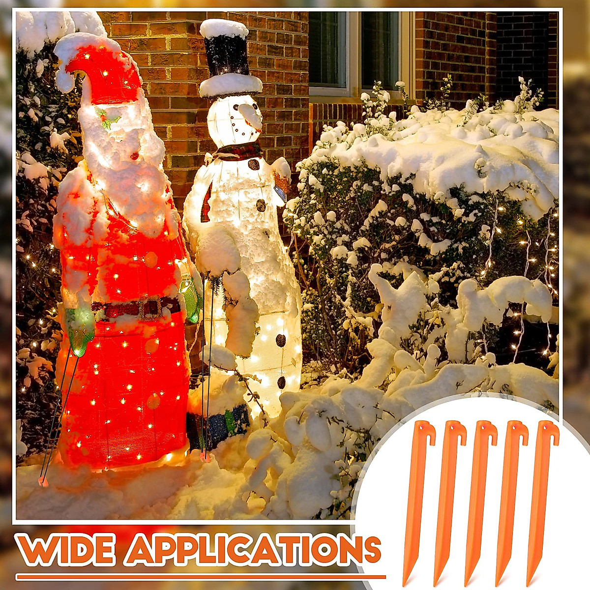 9 Inch Plastic Inflatable Stakes Tent Stakes Replacement Yard Inflatable Accessories for Inflatables Camping Tent Stakes Tent Pegs for Valentine's Day Garden Home Decorations(Orange, 12 Pieces)