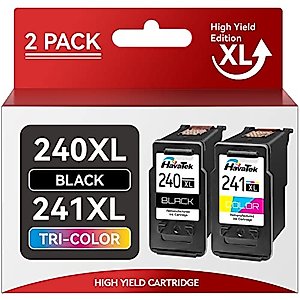 HavaTek Remanufactured Ink Cartridge Replacement for Canon PG-240XL CL-241XL for Pixma MG3620 MG3600 MX452 MG2120 MG3520 MX472 MG3220 MX432 MG2220 MX512 MG3122 MG3222 MG3120 Printer (1 Black, 1 Color)