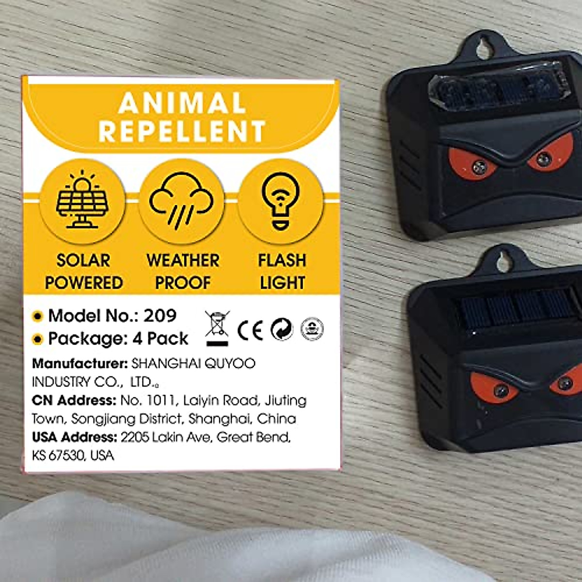 Solar Predator Control Light 4-Pack - Fox Deterrents for Gardens - Animal Repellent - Deer Repellent Devices - Cat Repellent - Fox Repellent - Cat Deterrent - Cat Scarer - Motion Sensor Deterrent