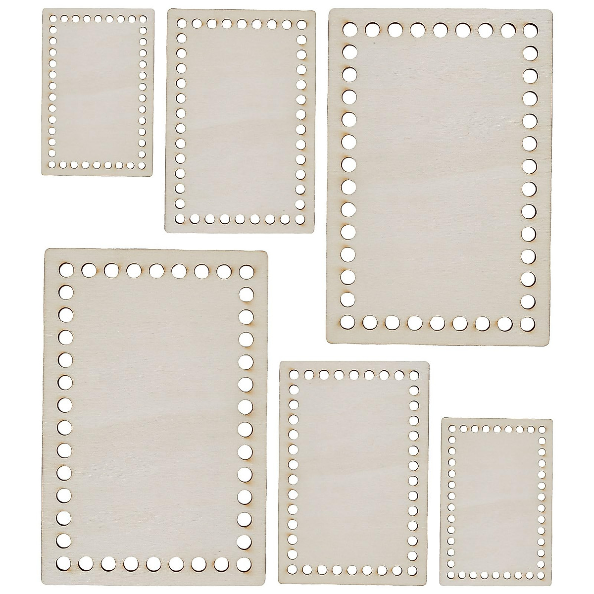 UKQRRTC 6Pcs Wooden Basket Bottom 3 Sizes Crochet Basket Base DIY Crochet Basket Bottom Multifunctional Crochet Bag Bottom Crochet Basket Wood Base for DIY Basket Handbag (Rectangle)