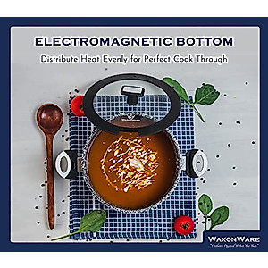 5.25 Quart Ceramic Nonstick Casserole Stockpot, Anti-Warp Non Toxic PTFE APEO PFOA Free Nonstick Pot With Lid, Induction Compatible (WaxonWare Stonetec Series)