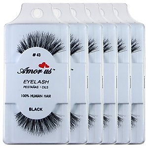 6 Pairs Amorus 100% Human Hair False Eyelashes Made in Indonesia #43