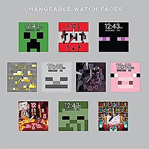 Accutime Minecraft Kids Black Educational Learning Touchscreen Smart Watch Toy for Girls, Boys, Toddlers - Selfie Cam, Learning Games, Alarm, Calculator, Pedometer & More (Model: MIN4081AZ)