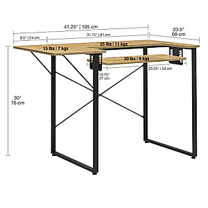 Sew Ready Dart Wood/Metal Multipurpose Machine Table Workstation Desk with Folding Top for Crafts, Sewing, Computers, Laptops, Games, Graphite/Ashwood, 41W