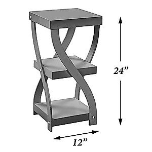Etna Twist Side End Table Modern Accent Table Nightstand with Distressed Finish, Wood, 24" High - Gray