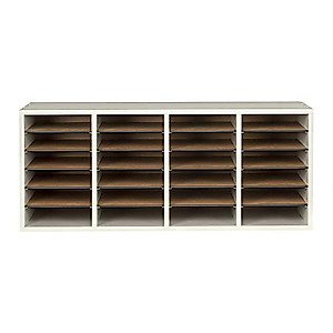 Safco Products Wood Adjustable Literature Organizer, 24 Compartment, 9423GR, Gray, Durable Construction, Removable Shelves, Perfect for Home, Office & Classrooms. Stackable,16.4'x39.4'x11.8'