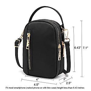 Bobrand Women Small Sling Crossbody Phone Bag Anti Theft Messenger Shoulder Travel Bags Handbag Wallet Purse (Black)