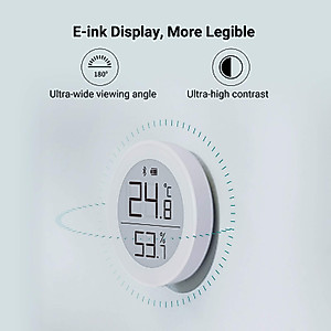 Qingping Digital Bluetooth Thermometer Hygrometer, Accurate Temperature Humidity Monitor, Indoor Smart Temperature Sensor and Humidity Gauge with E Ink Display, 30-Day Free Data Storage for Home