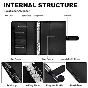 45 Pcs Budget Binder with Zipper Envelopes,PU Leather Money Organizer for Cash Bills Coupon Card, Budget Planner for Saving Money,Cash Envelopes for Budgeting,Money Saving Binder,Marble Black