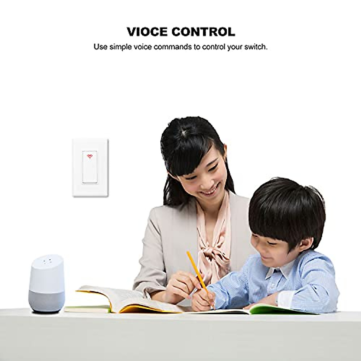Smart Light Switch, WiFi Switch Touch Wall Switch 1 Gang, Work with Smart Life/Tuya App, Compatible with Alexa Google Home and IFTTT, No Hub Required, App Control from Anywhere, Timing Schedule, 2Pack