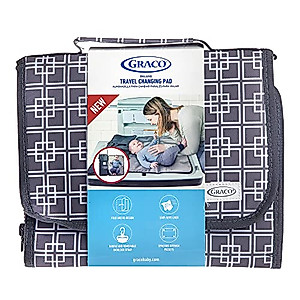 Graco Portable Baby Diaper Changing Table Pad Bag with Wipe & Travel Essentials Pockets - Deluxe Compact Clean Padded Infant Changer Mat - Unisex Grey