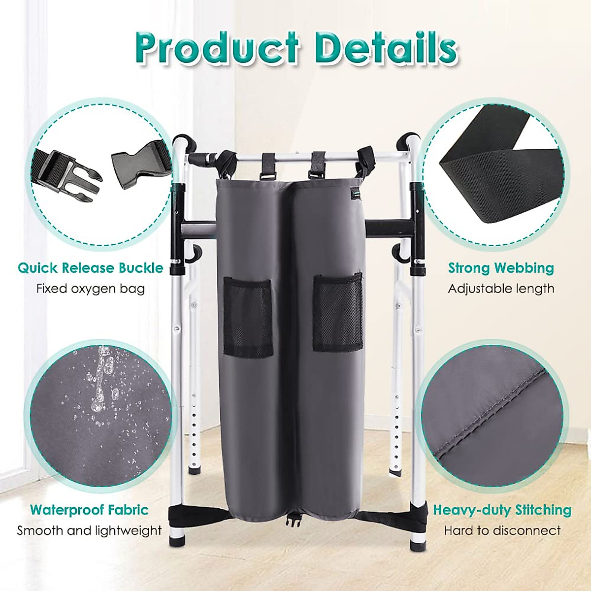 NEPPT Oxygen Tank Holder Portable Oxygen Cylinder Backpack For Wheelchair & Walker Medical Oxygen Tank Accessories Carrying Bag To Hang On Wheelchair Back For Travel Fits Canister Sizes D, C, M9