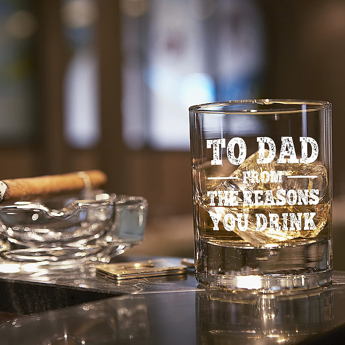 NBOOCUP To Dad From The Reasons You Drink Funny Whiskey Glasses Gift for Dad - Novelty Birthday, Christmas Gift for Dad, Dad Gift from Daughter, Son, Wife, Cool Present Ideas for Dad, 11 oz