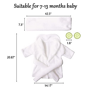 Newborn Photography Prop Bathrobe Baby Photo Props Bathrobe Outfits Infant Bath Robe Bath Towel Sets for Boy Girl Newborn Photography Outfits Spa Salon Baby Photoshoot Props 6-13 Months (Large, White)