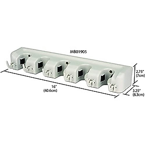 JOEY'Z Mop and Broom Holder Hanging Wall Mounted Rack Organizer, 5 Slots and 6 Hooks