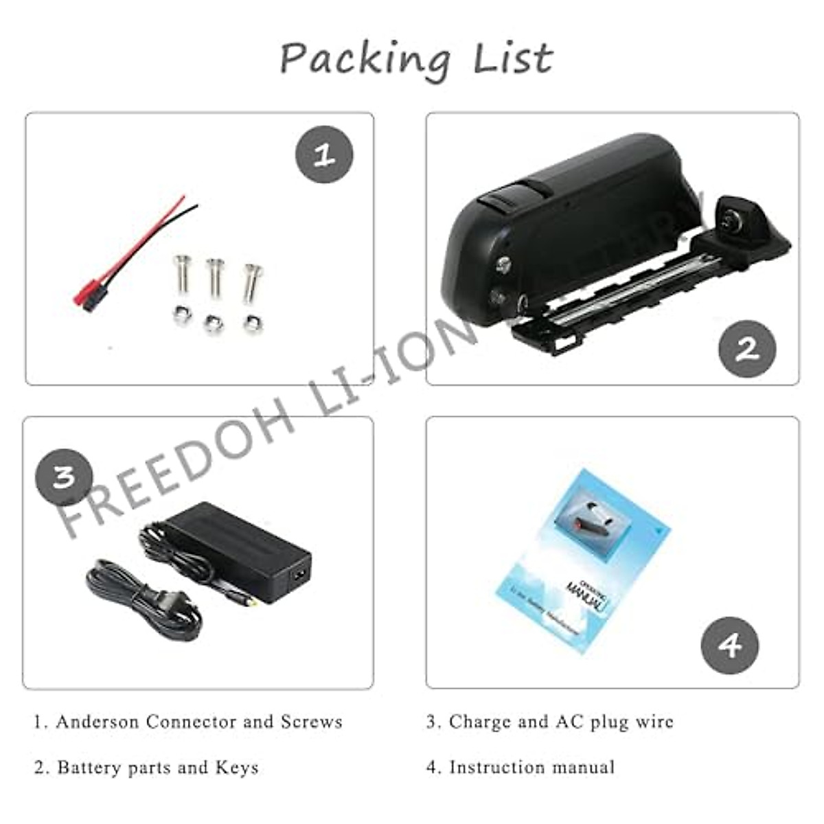 FREEDOH Ebike Battery 36V 48V 52V Lithium Ion Battery E-Bike Battery 36 Volt 48 Volt Waterproof Li-ion Battery with Charger and BMS Protection Board,36v,12AH