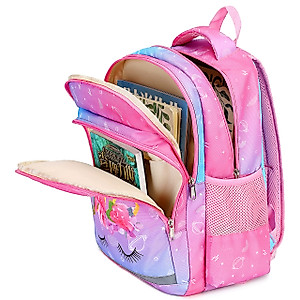 LEDAOU Kids School Backpack with Lunch Box for Girls Bookbag School Bag Preschool Kindergarten Toddler Backpack Tie Dye (Gradient Blue Purple-Cosmos)