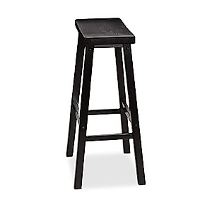 Amazon Basics Solid Wood Saddle-Seat Kitchen Counter Barstool, 29-Inch Height, Black - Set of 2