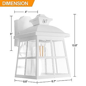 FUDESY Dusk to Dawn LED Outdoor Wall Lantern,White Plastic Photocell Sensor Porch Light with 8W 800LM Edison Filament Bulb,Exterior Wall Mount Light Fixture for Yard,Patio,Garage,FDS747EPSW1