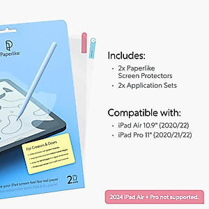 Paperlike (2 Pieces) for iPad Pro 11" (2020/21/22) & iPad Air 10.9" (2020/22) - Screen Protector for Drawing, Writing, and Note-taking like on Paper