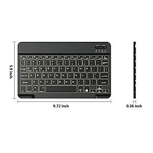 7 Color Backlit Bluetooth Keyboard for iPad 10th 9th Gen, iPad Pro M4 13 12.9 11 inch, iPad Air M2 5th 4th Generation, iPad Mini iPhone Slim Rechargeable Android Tablet Phone Wireless Keyboard (White)