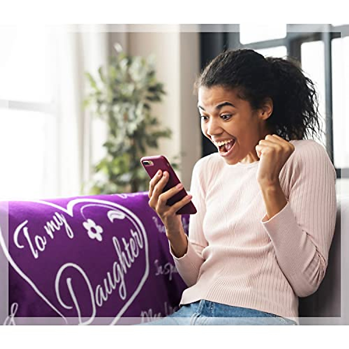 ButterTree Mom and Daughter Blankets, Throw Blankets 65" x 50" (2-Pack, Purple)