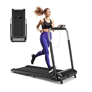 Goplus 3.0HP Folding Treadmill, Foldable Superfit Treadmill W/LED Touch Screen, Phone Holder, Blue Tooth Connection, Electric Running Walking Jogging Machine for Apartment Home Office