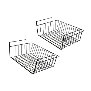 Hizibesty Under Shelf Basket, 2 Pack Under The Cabinet Shelf Rack Organizer Storage Rack for Home Closet ffice Organization Black