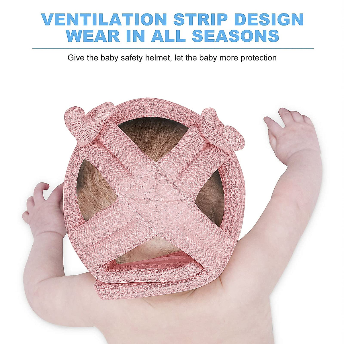 RONGXG Baby Adjustable Helmet Toddler Head Protector Hat Safety Helmet Infant Walker Bumper Hat Kids Headguard Baby Head Cap Kids Head Cushion Bonnet for Baby Age 6 Months to 5 Years, Pink, One Size