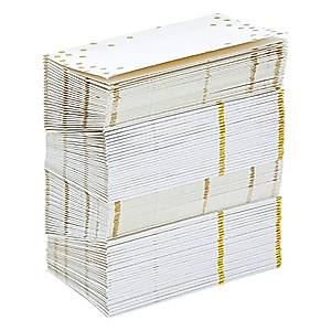 100 Pack Place Cards for Table Setting, Blank Table Name Cards for Wedding, Gold Foil Polka Dot Place Cards for Banquet, Events, Reserved Seating (2 x 3.5 In Folded)