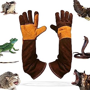Animal Handling Gloves,Cat Bite Proof Gloves,Leather Welding Gloves For Men And Women,Multipurpose Dog Bite Gloves,Snake & Bird Handling Gloves For Cat Dog Bird Falcon Livestock Snake