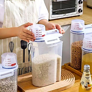 LEWIJO 7509 Rice Container Bin with Pour Spout - Airtight Storage for 4.4lbs of Rice, white